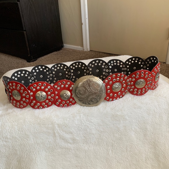 Dairi | Accessories | Dairi Moroccan Red Leather Concho Belt Womens ...